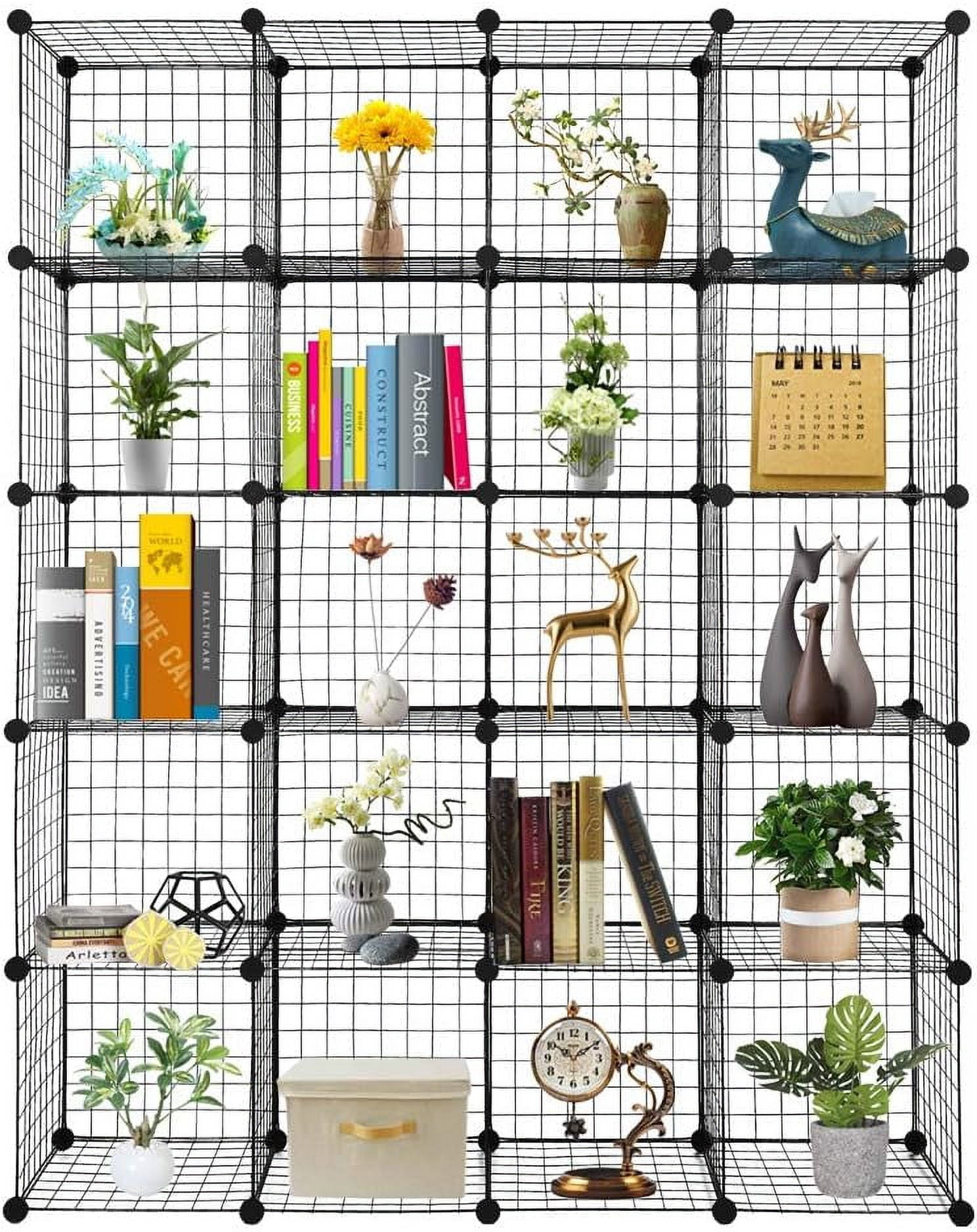 Wire Cube Storage Shelves, Metal Grid Origami Shelves Multifunction ...