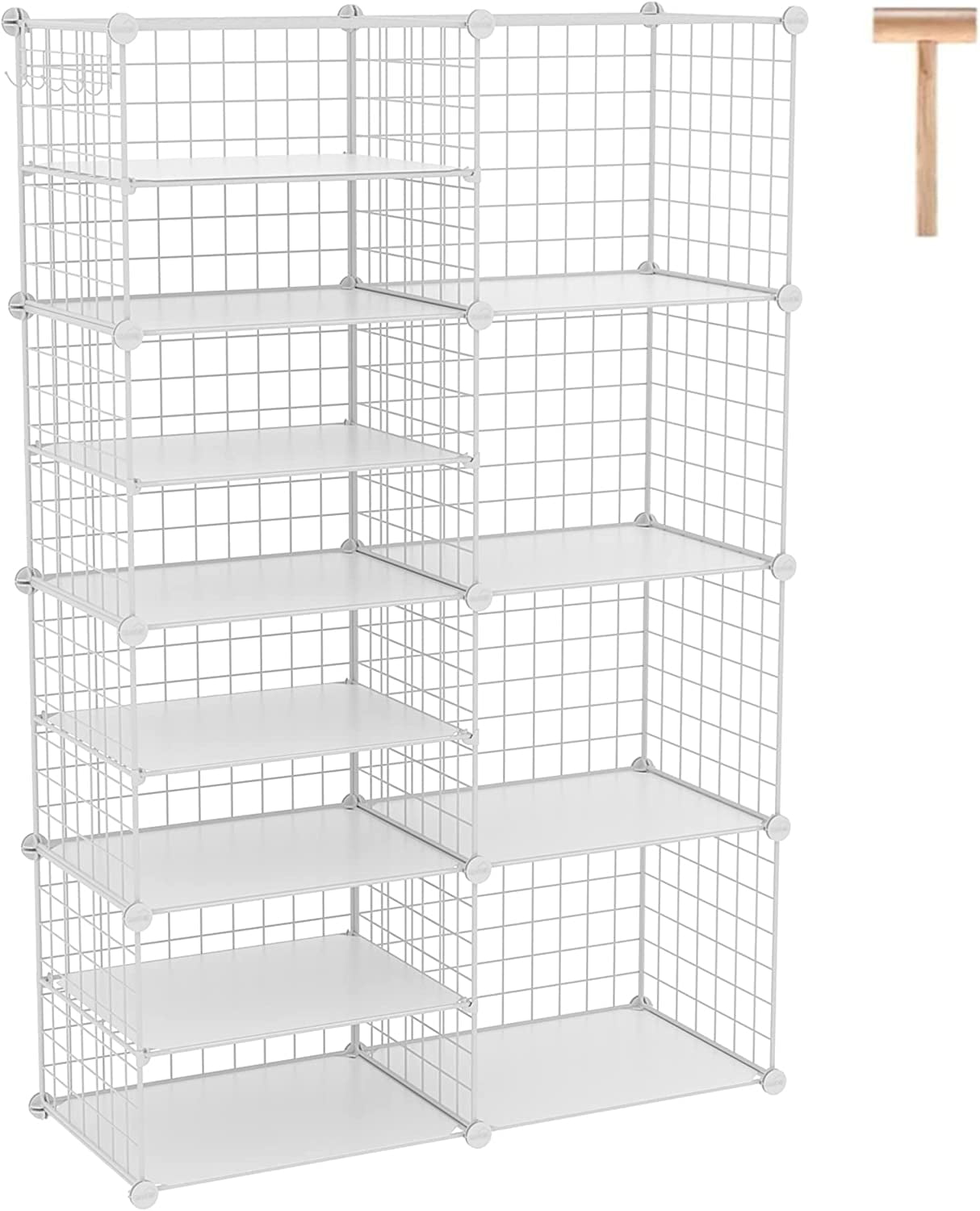 Wire Cube Storage Unit, Interlocking Metal Wire Organizer with Divider ...