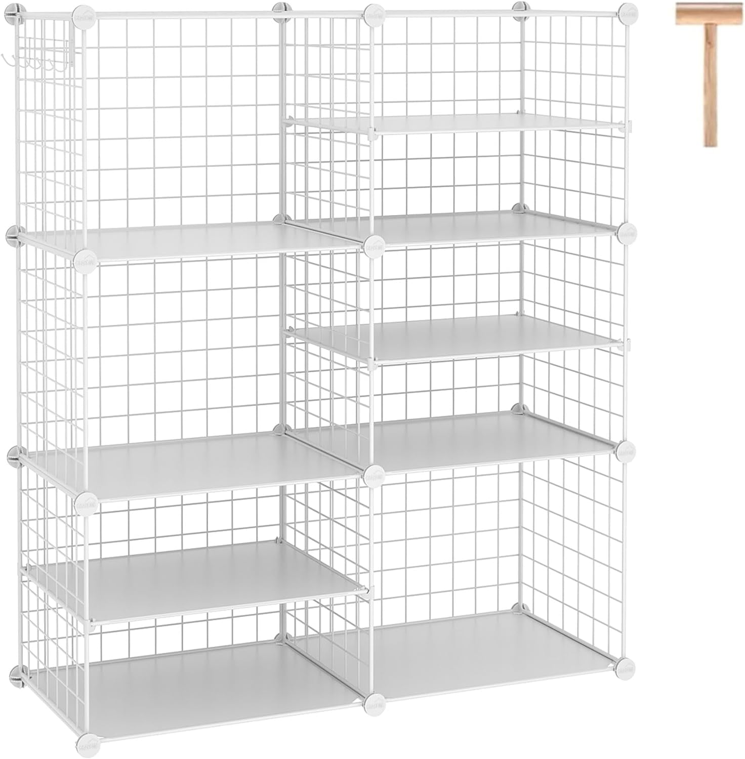 Wire Cube Storage Unit, Interlocking Metal Wire Organizer with Divider ...