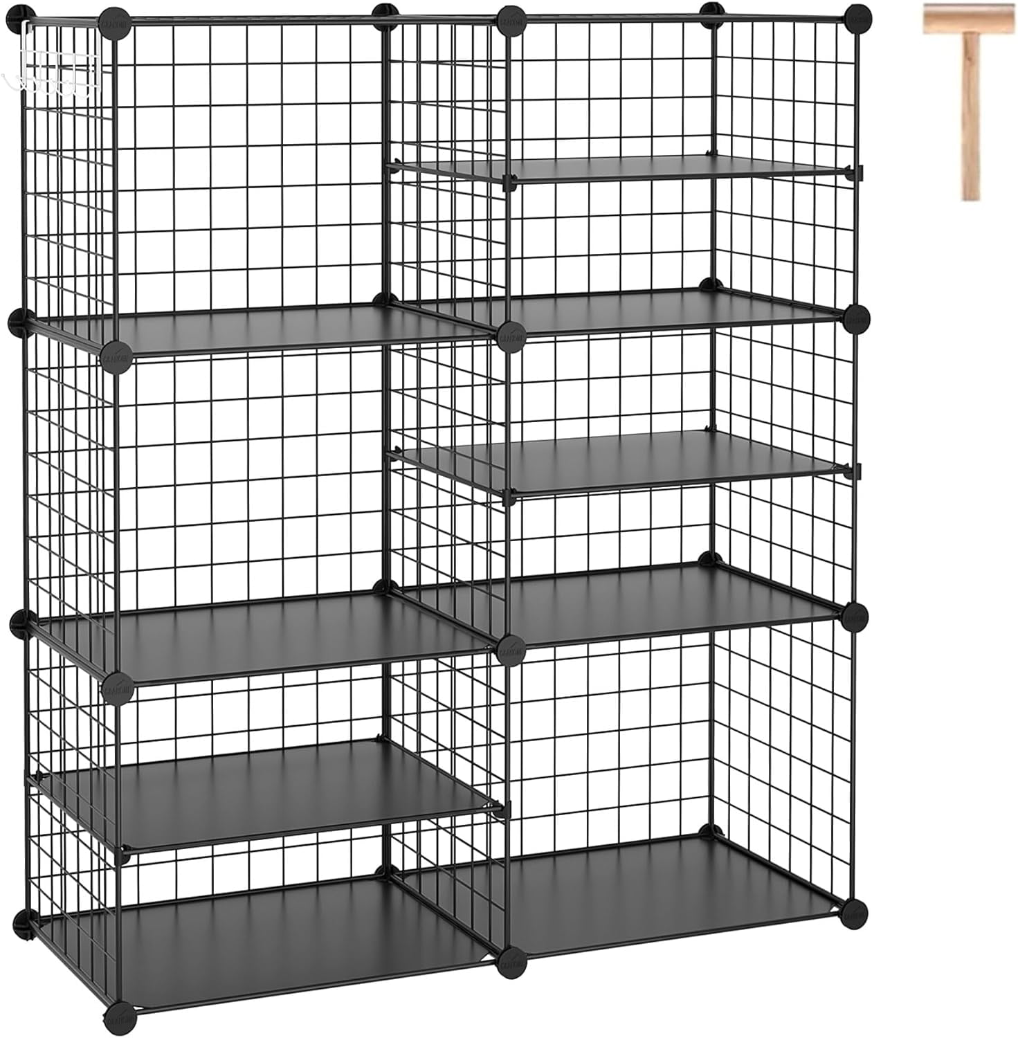 Wire Cube Storage Unit, Interlocking Metal Wire Organizer with Divider ...