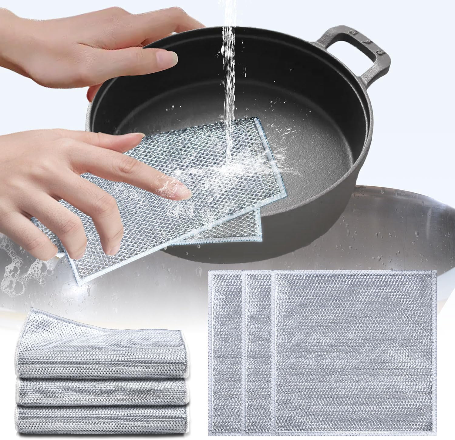 Wire Dishwashing Rags - 8Pcs Multipurpose Wire Dishwashing Rags for Wet ...