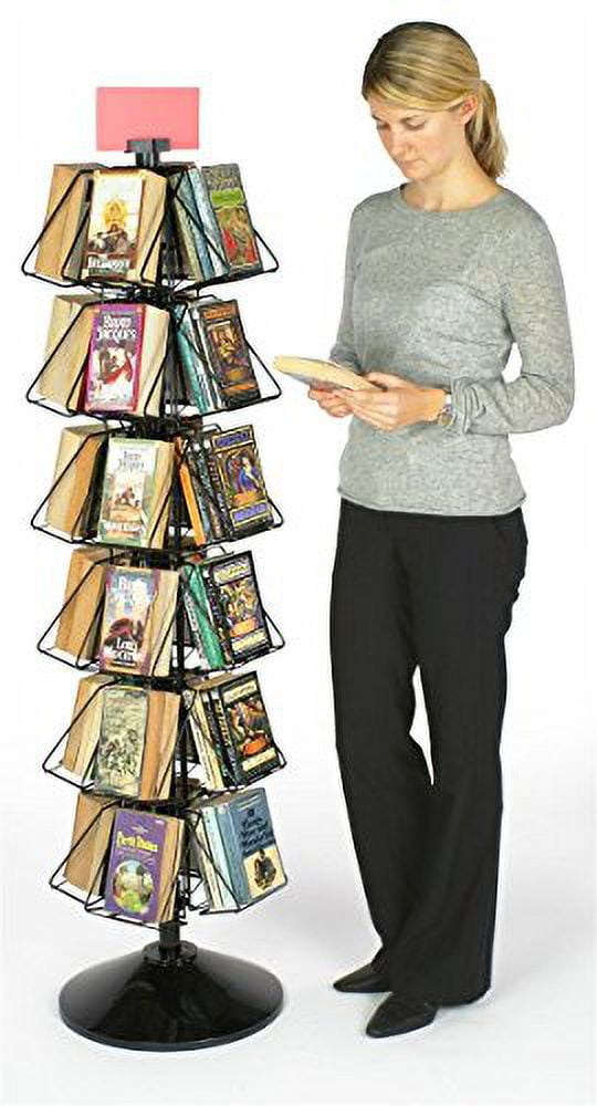 Wire Display Rack for Books or DVDs, 24-Pocket Floor-Standing Fixture ...