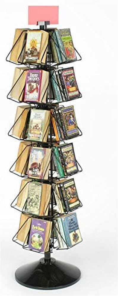 Wire Display Rack for Small Books or DVDs, 24-Pocket Floor-Standing ...