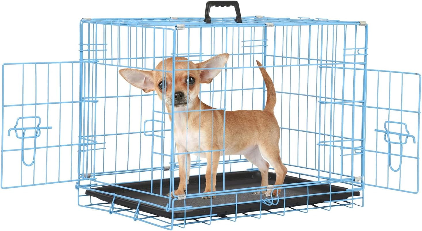 Wire Dog Crate 24 Inch Dog Kennel Cage, Double Door Folding Dog Cage ...