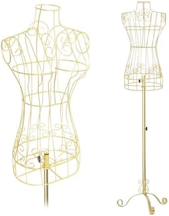 Wire Dress Form Vintage Style, Gold Metal Steel Maniquine with Stand ...