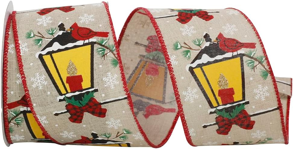 Wire Edged Cardinal Lamp Post Christmas Ribbon 2 1/2" 10 Yards ...