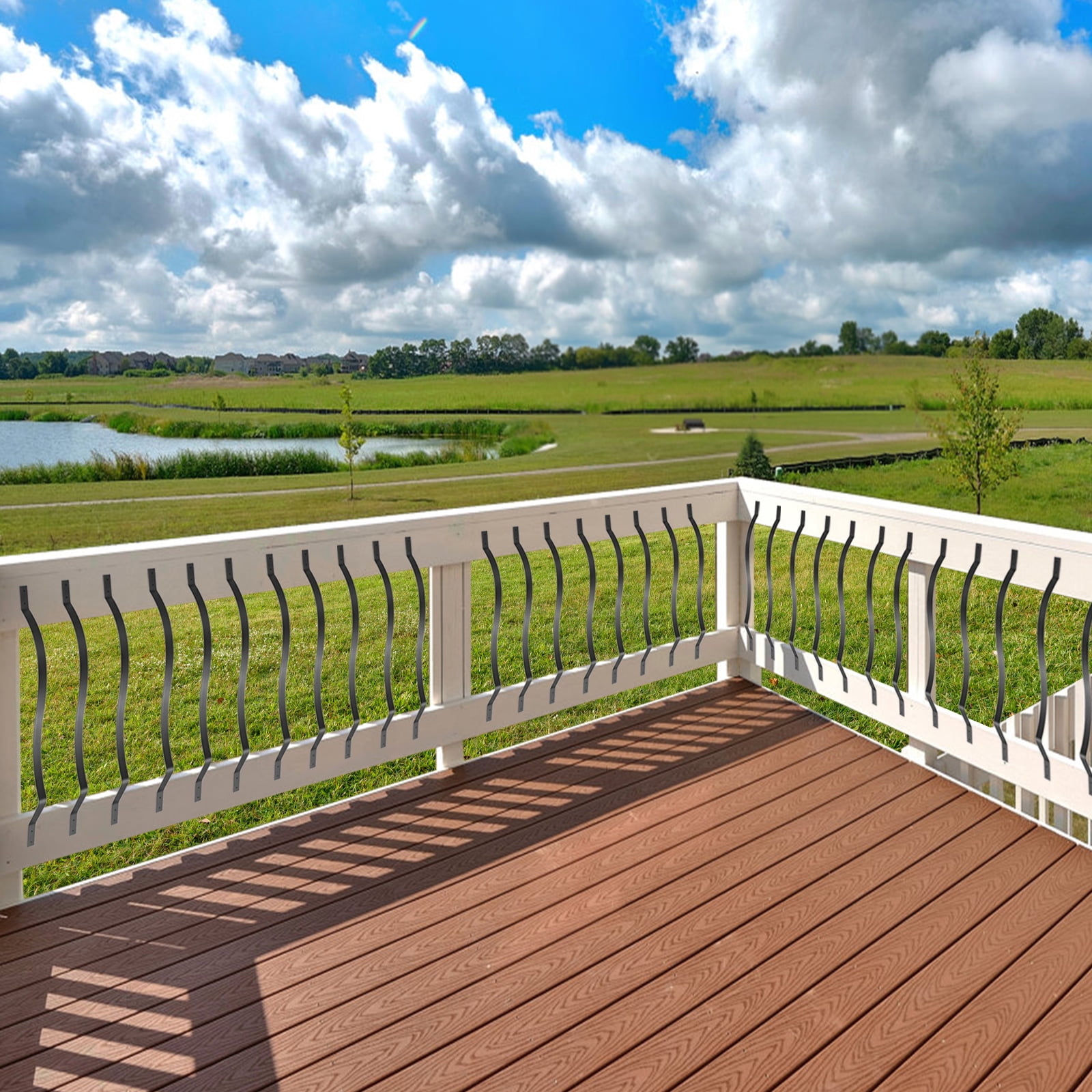 Wire Fencing Balusters Aluminum Deck Spindles,61 Pack Black Staircase ...