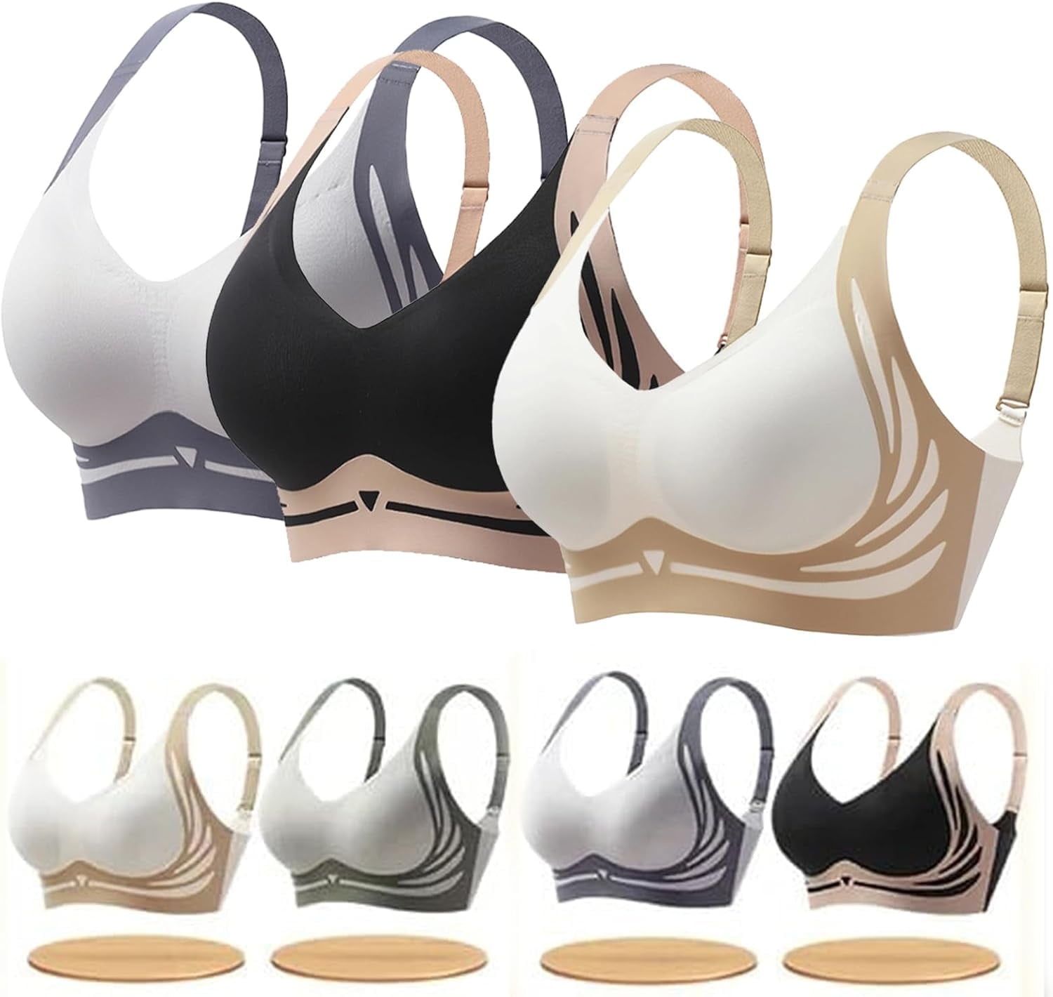 Wire-Free Top Support Bra, Advocatey Super Gather Bra Wireless Push-Up ...
