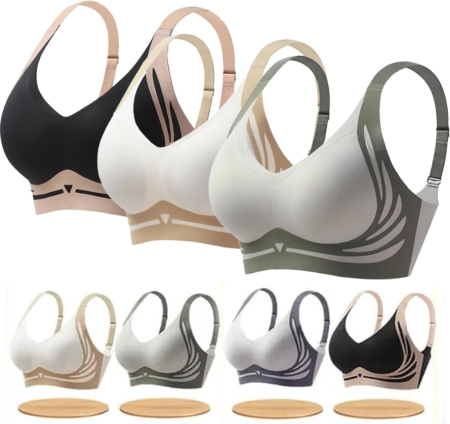 Wire-Free Top Support Bra, Advocatey Super Gather Bra Wireless Push-Up ...