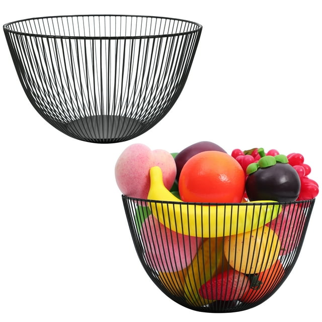 Countertop Metal Fruit Basket, Wire Serving Bowl for Kitchen, Table ...