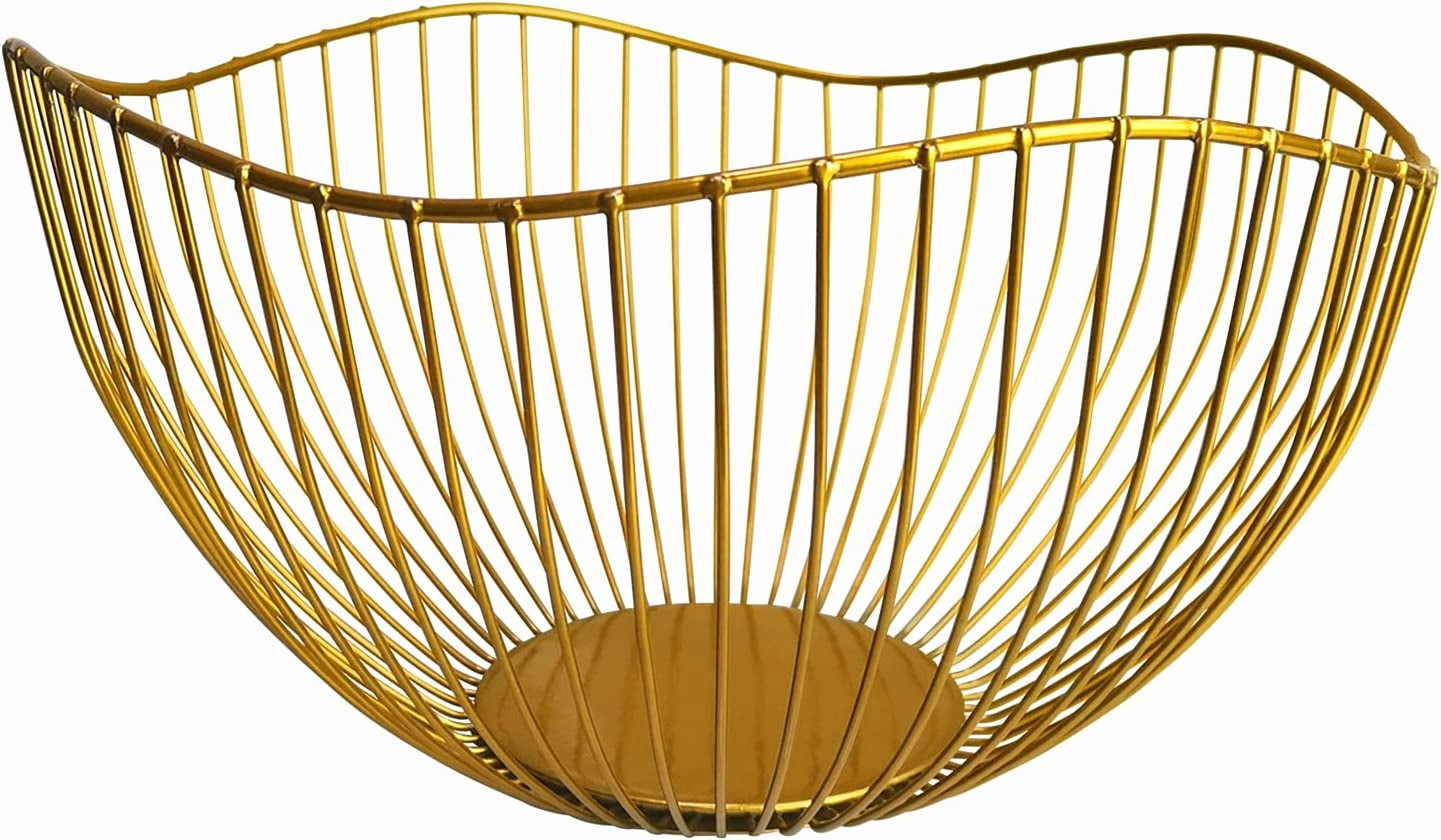 Wire Fruit Basket Gold Fruit Bowl for Kitchen Counter Wave Fruit Basket ...