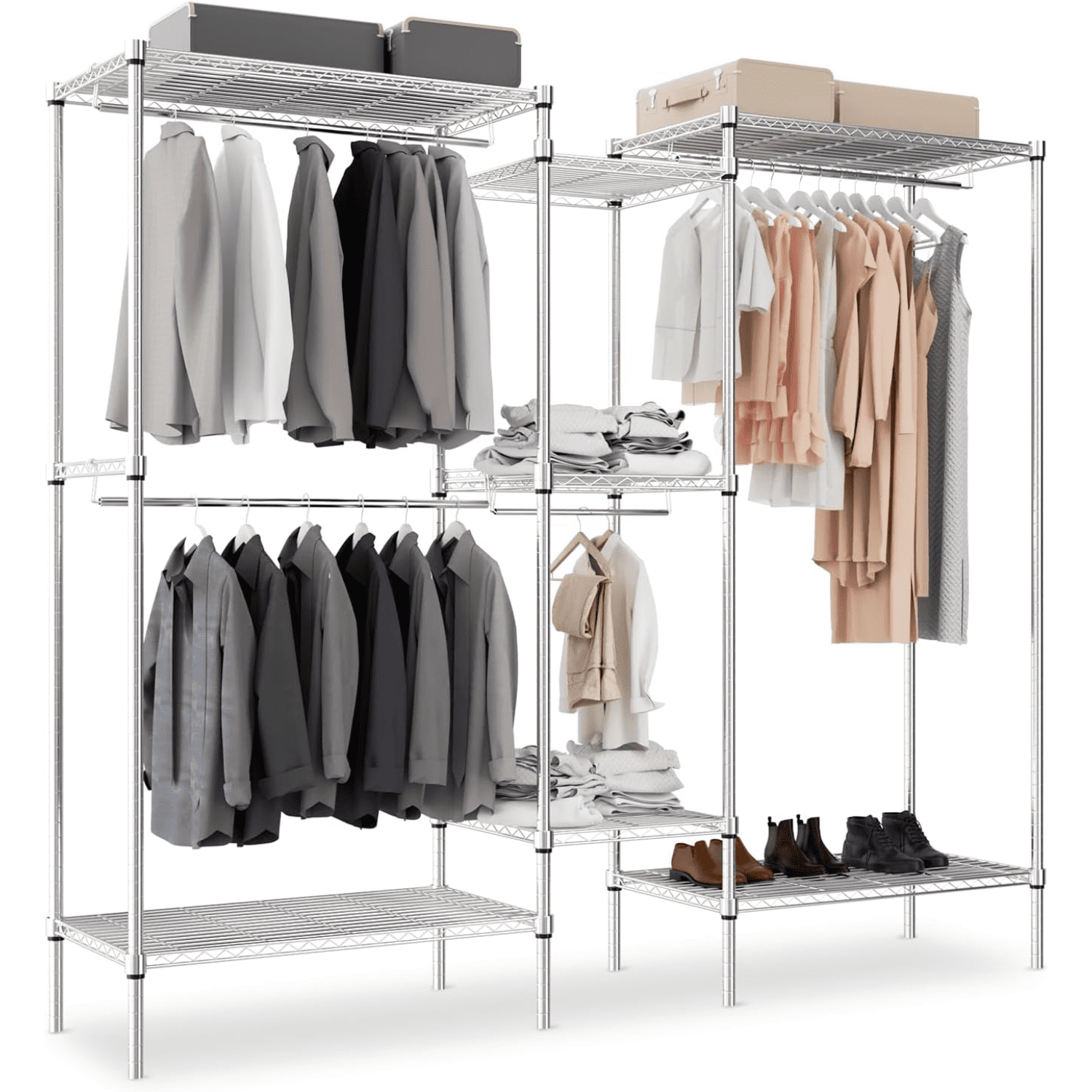 Wire Garment Heavy Duty 73 Inch Clothing with Adjustable Shelves ...