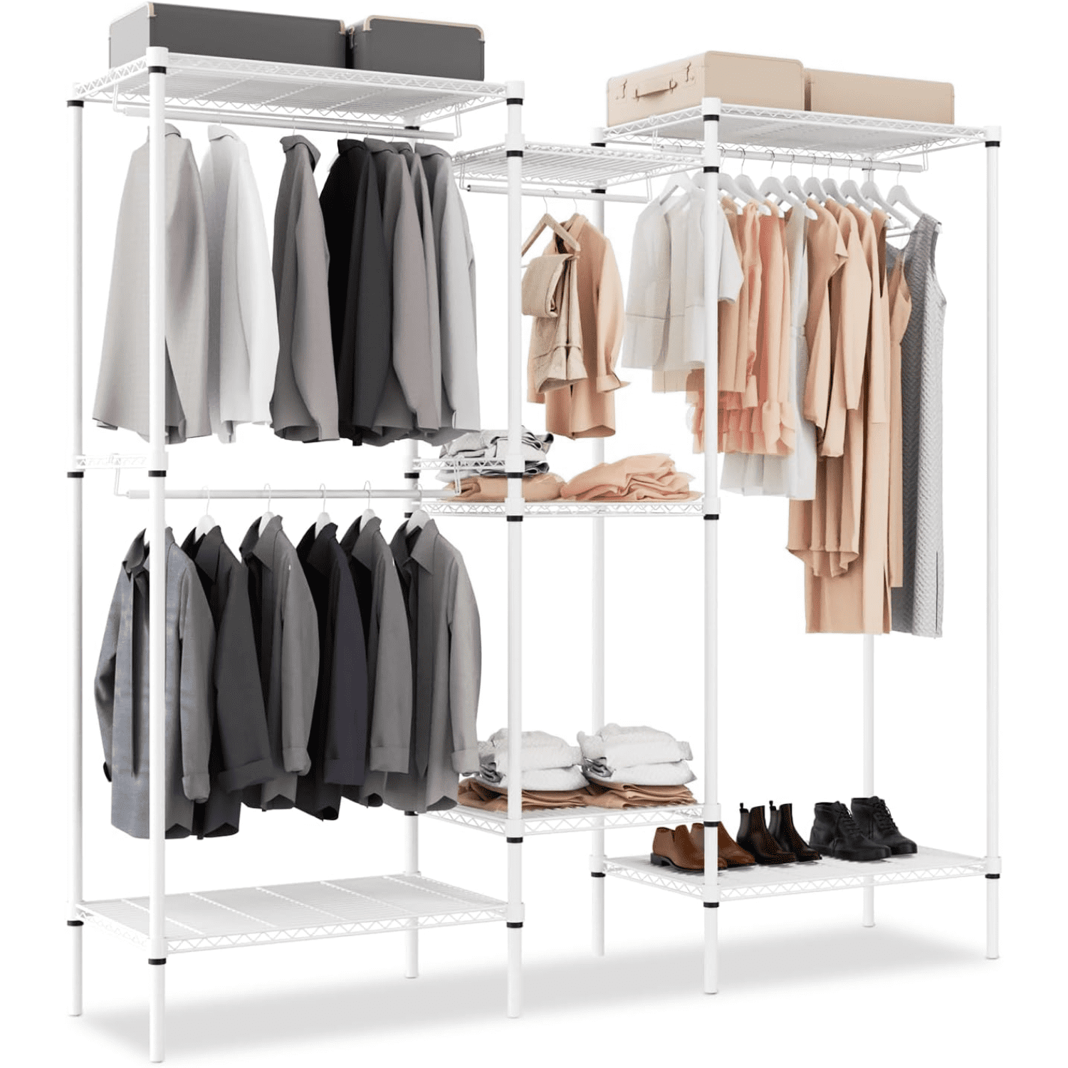 Wire Garment Heavy Duty 73 Inch Clothing with Adjustable Shelves ...