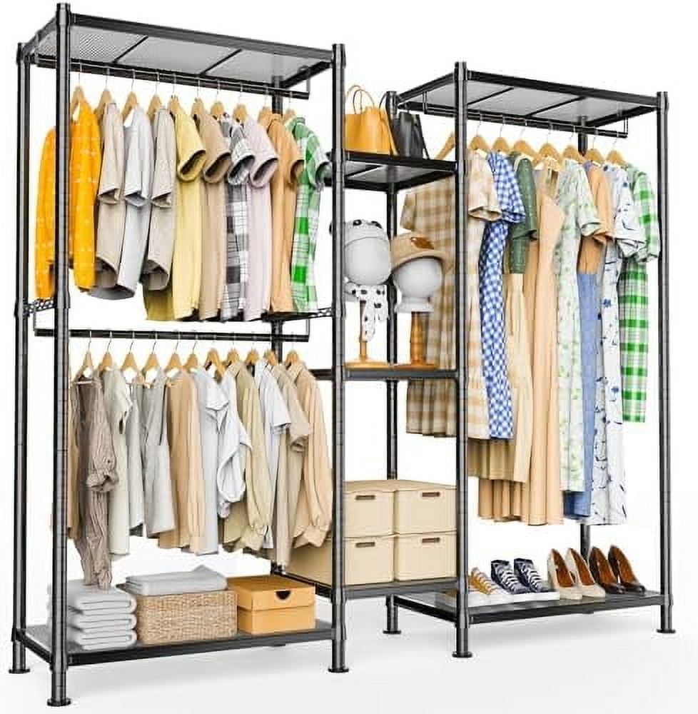 Wire Garment Rack with Hanging Clothes, Multi-Functional Clothes Racks ...