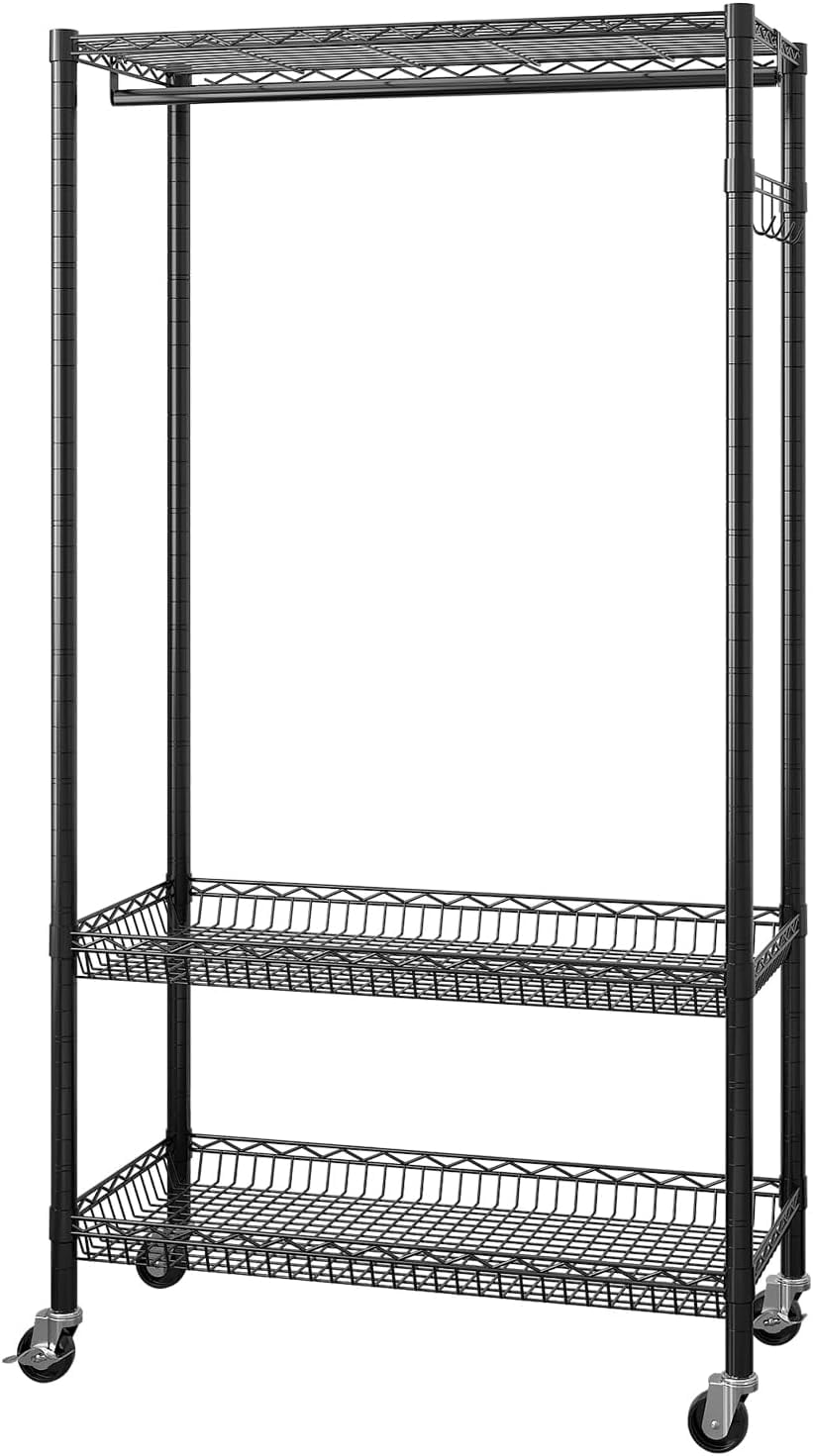 Wire Garment Rack Heavy Duty Clothes Rack，Closet Organizer Metal ...
