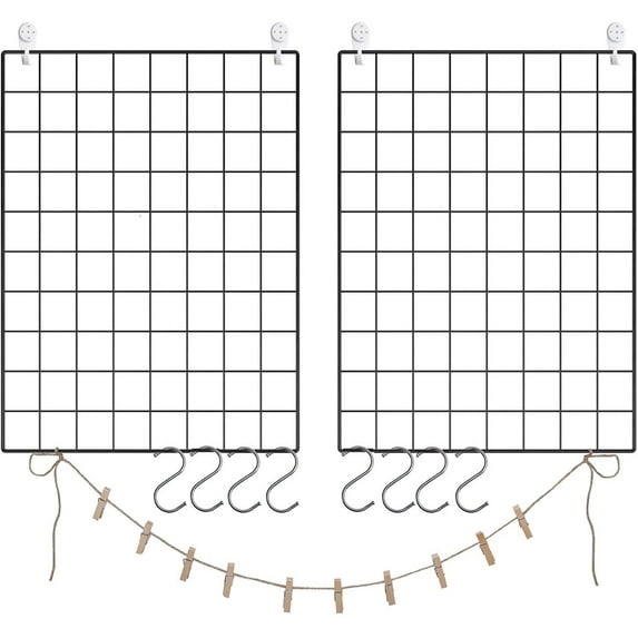 Wire Grid Panels, Set Of 2, Black, For Versatile Display Solutions ...