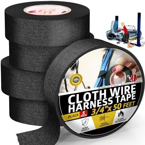 Wire Harness Tape, 3/4-Inch x 50-Foot (5-), High Temp Wiring Loom ...