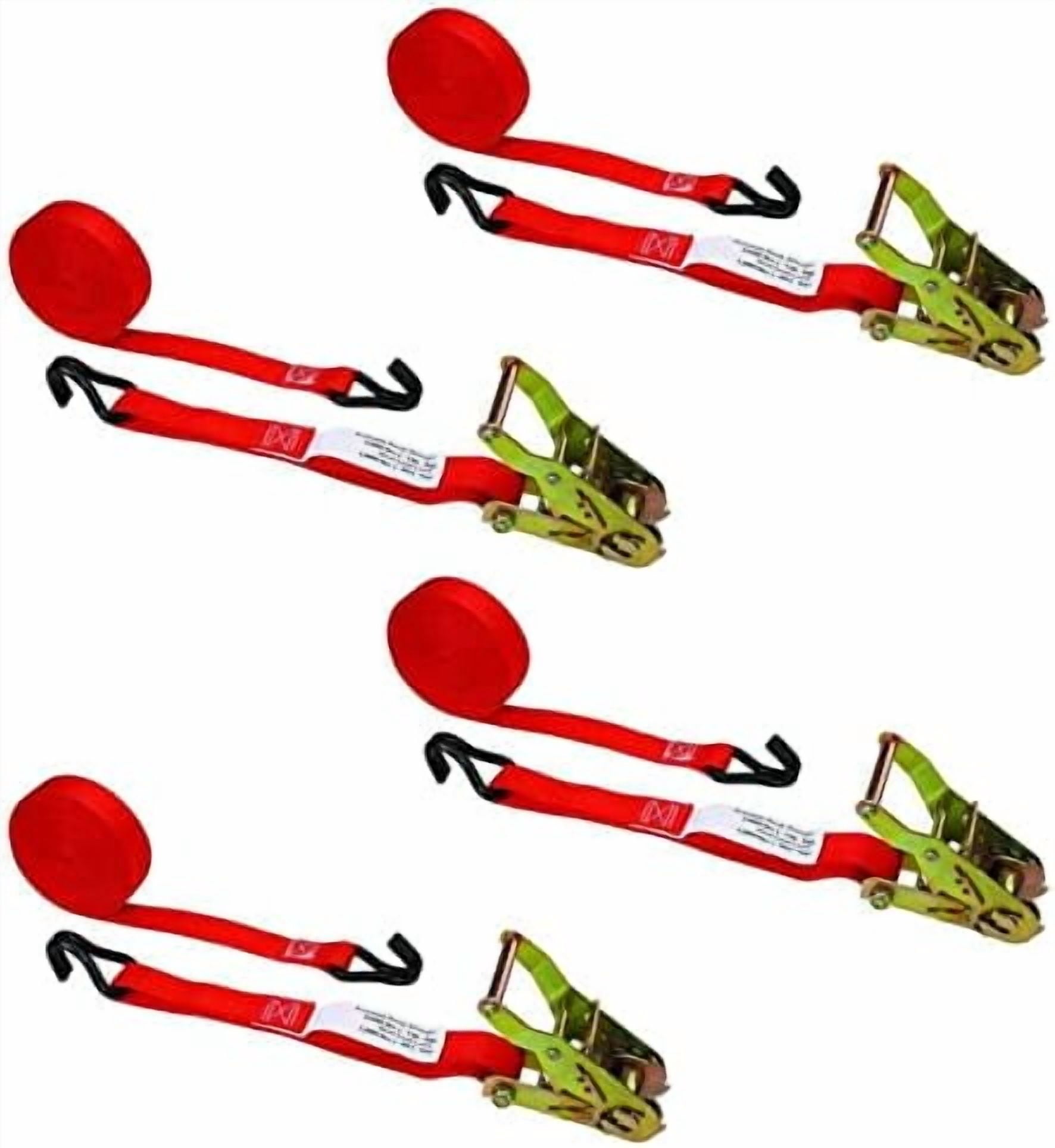 Wire Hook Ratchet Straps 1 Inch x 6 Foot (4-Pack), 3,300 LBS Break ...
