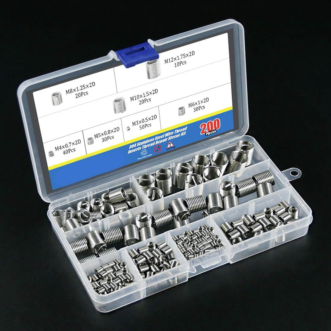 Wire Inserts Screws Sleeve Assortment Kit, 304 Stainless Steel Metric ...