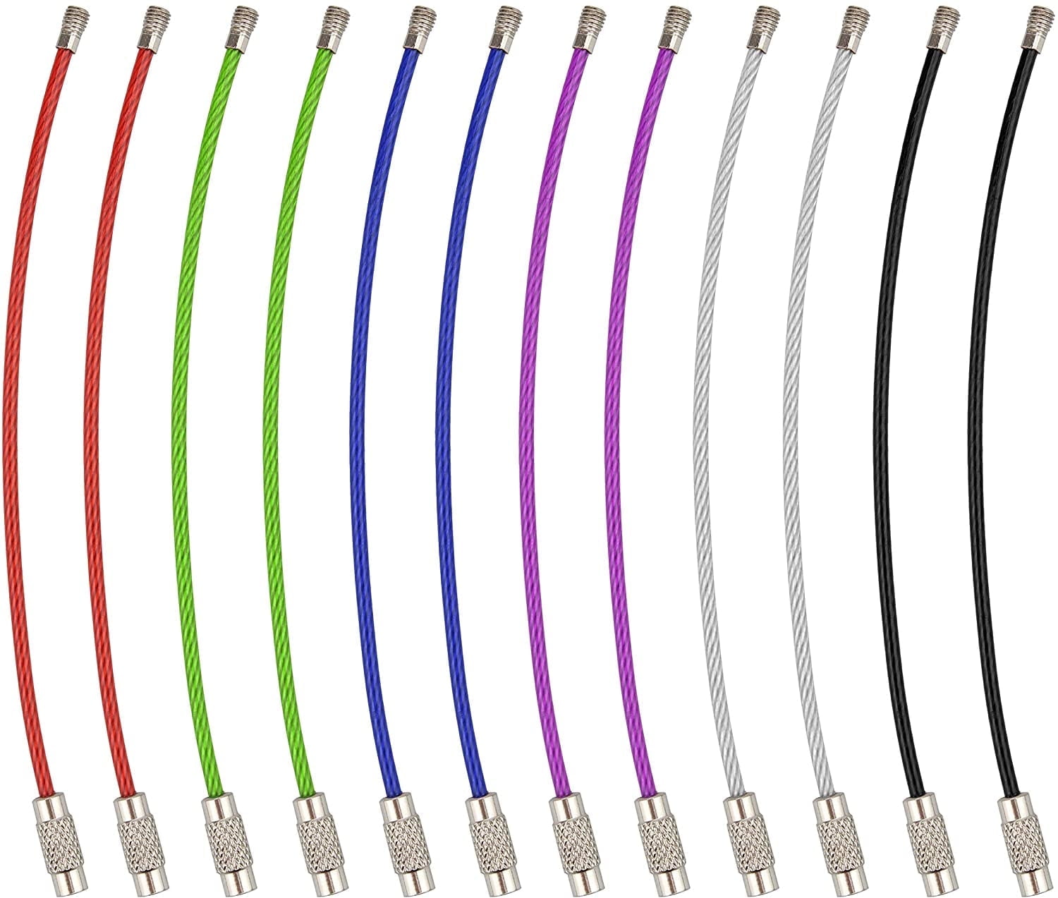 Walmart 12 Pack Stainless Steel Wire Keychain Cable - Heavy Duty Rings ...