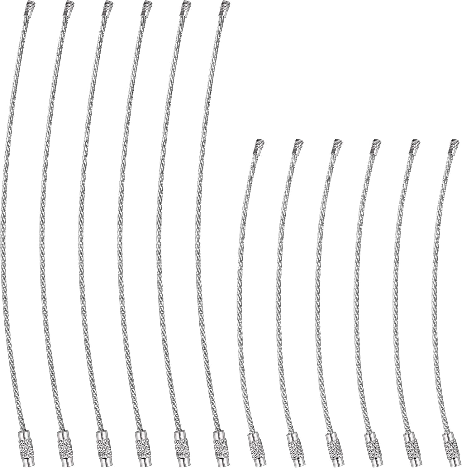 Wire Keychain Cable, 12 Pack Plain Stainless Steel Wire Ring 2mm Cable ...