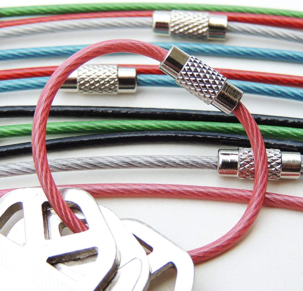 Wire Keyrings, 4-Inch, 12 Pack, Flexible Keychain with Plastic Coated ...