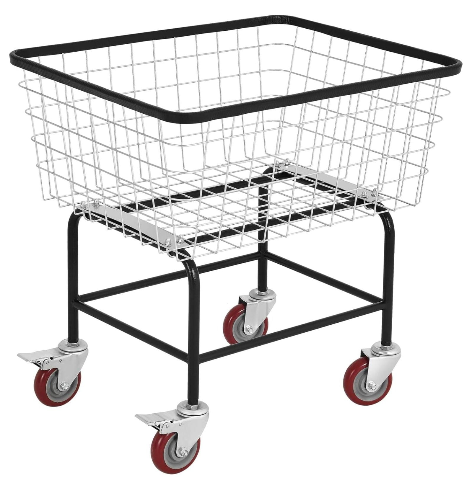 Wire Laundry Cart 4.5 Bushel, Rolling Laundry Basket with Wheels, Metal ...