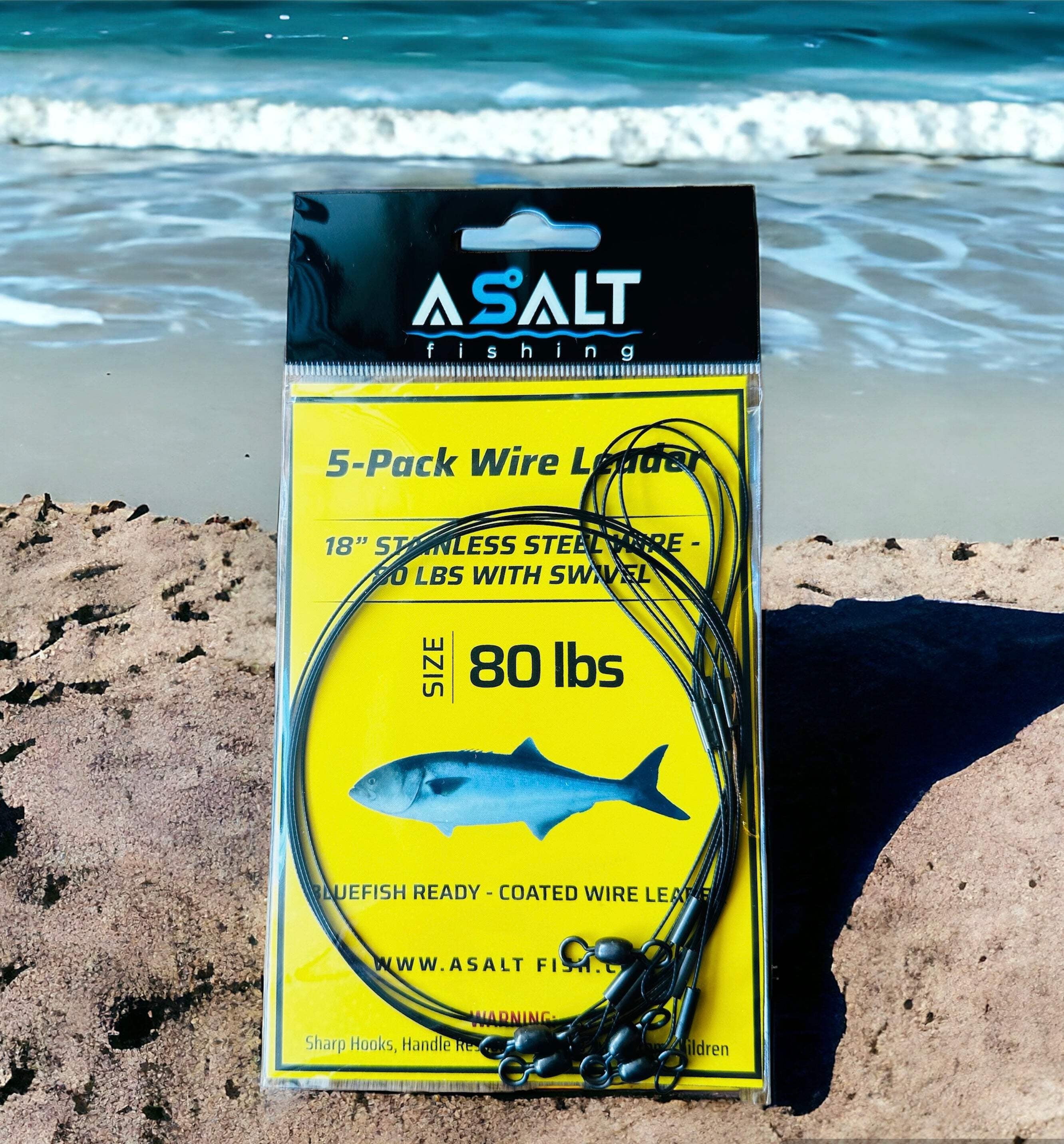 Asalt Fishing Wire Pre-Made Leader 80 Lbs 5-Packs Black Coated Stainles ...