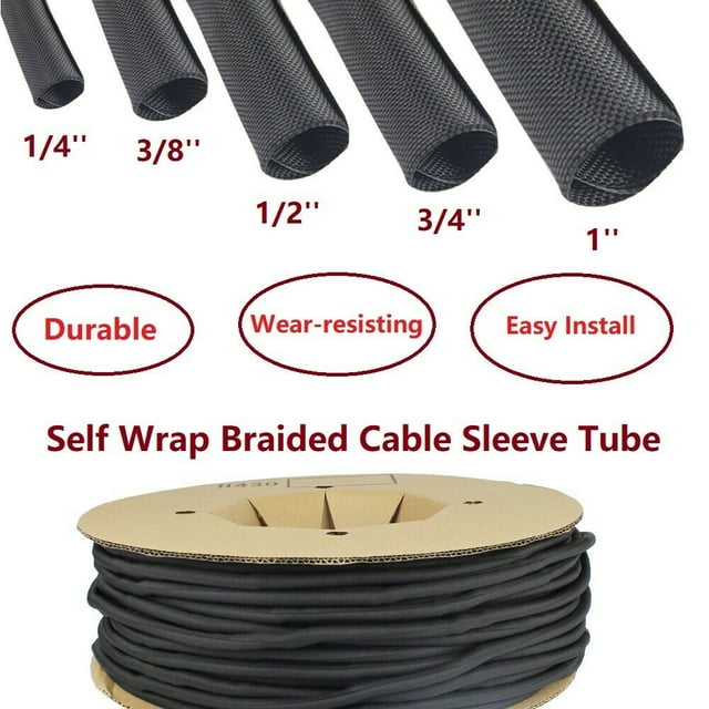 Wire Loom Self-Wrap Around Tube Braided Cabling Sleeve Cord Guard ...