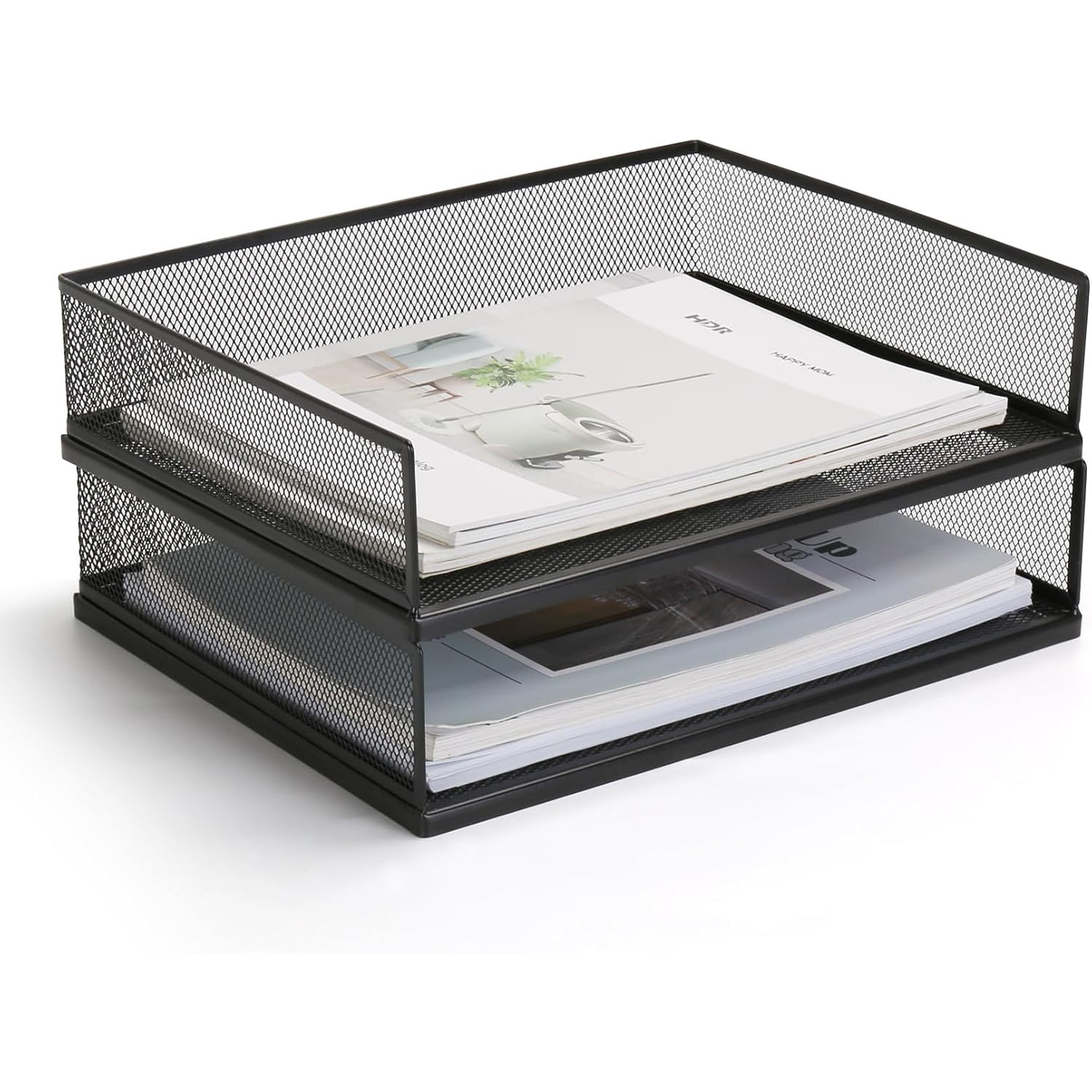 Wire Mesh Letter Trays Paper Tray Desk File Organizer, 2 Pack Stackable ...
