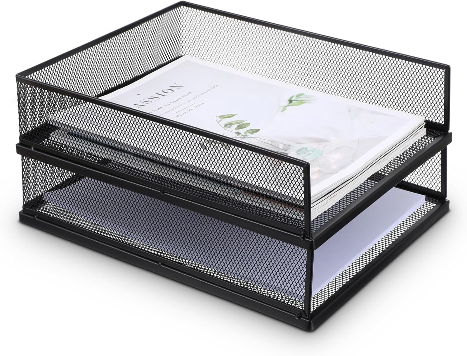 Wire Mesh Letter Trays, Stackable Metal Front-Load Documents Tray for ...
