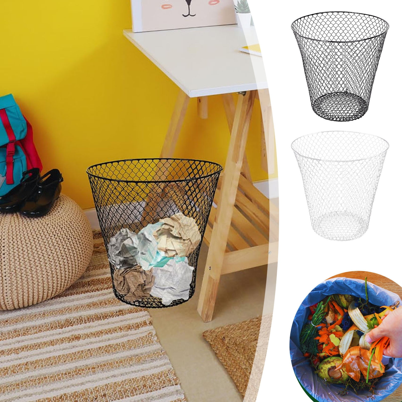 Wire Mesh Round Waste Basket , Lightweight , Can Open Top Wastebasket ...
