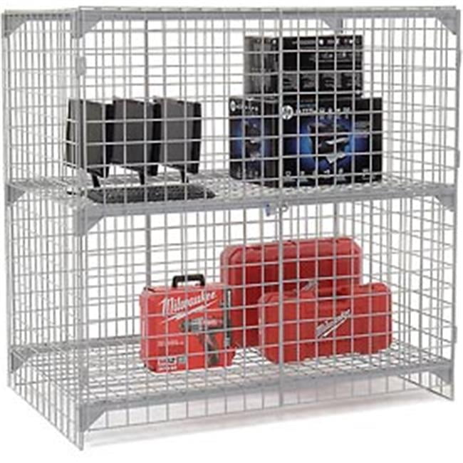Wire Mesh Security Cage with Ventilated Locker - Gray - 60 x 24 x 60 in ...