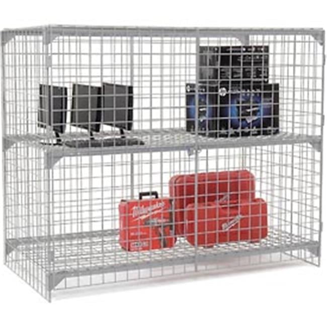 Wire Mesh Security Cage with Ventilated Locker - Gray - 72 x 24 x 60 in ...