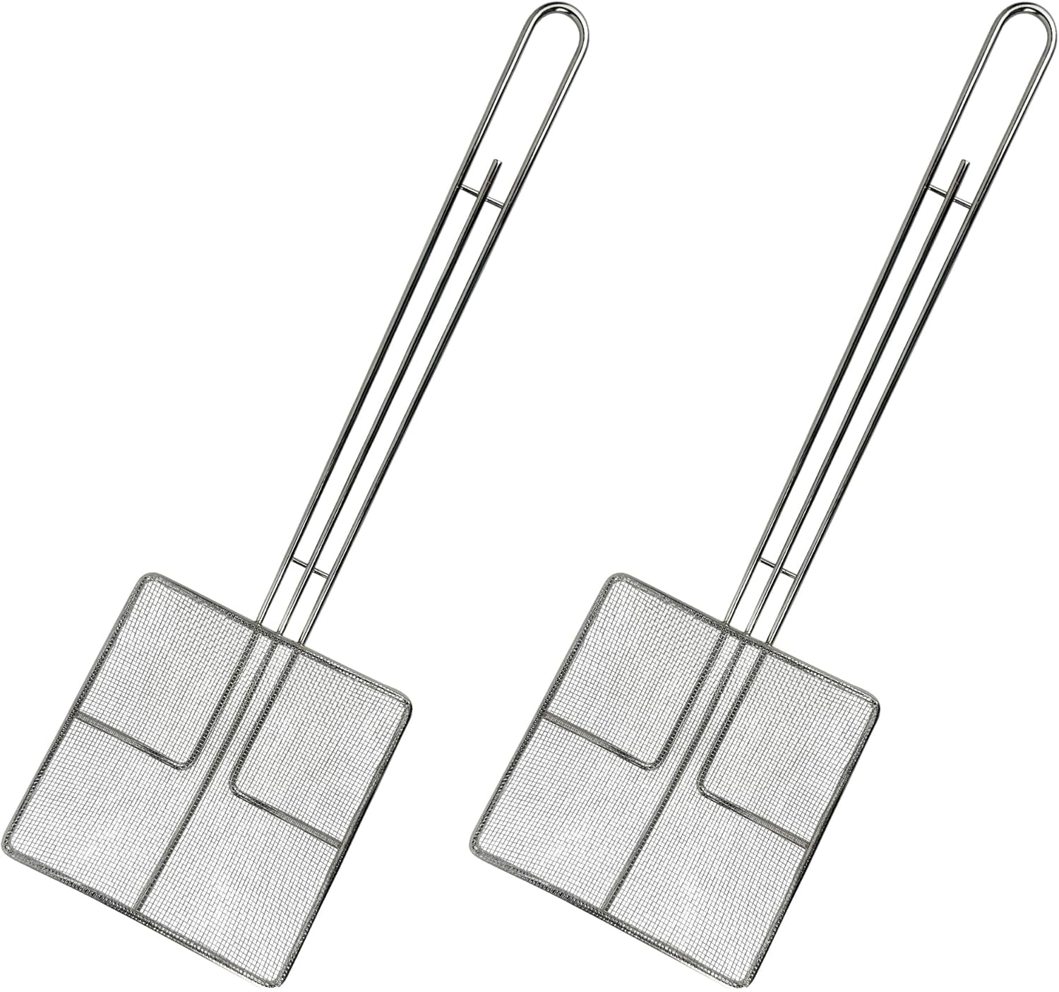 Wire Mesh Strainer with Long Handle | 2-Pack | 6.5" Square Frying Spoon ...