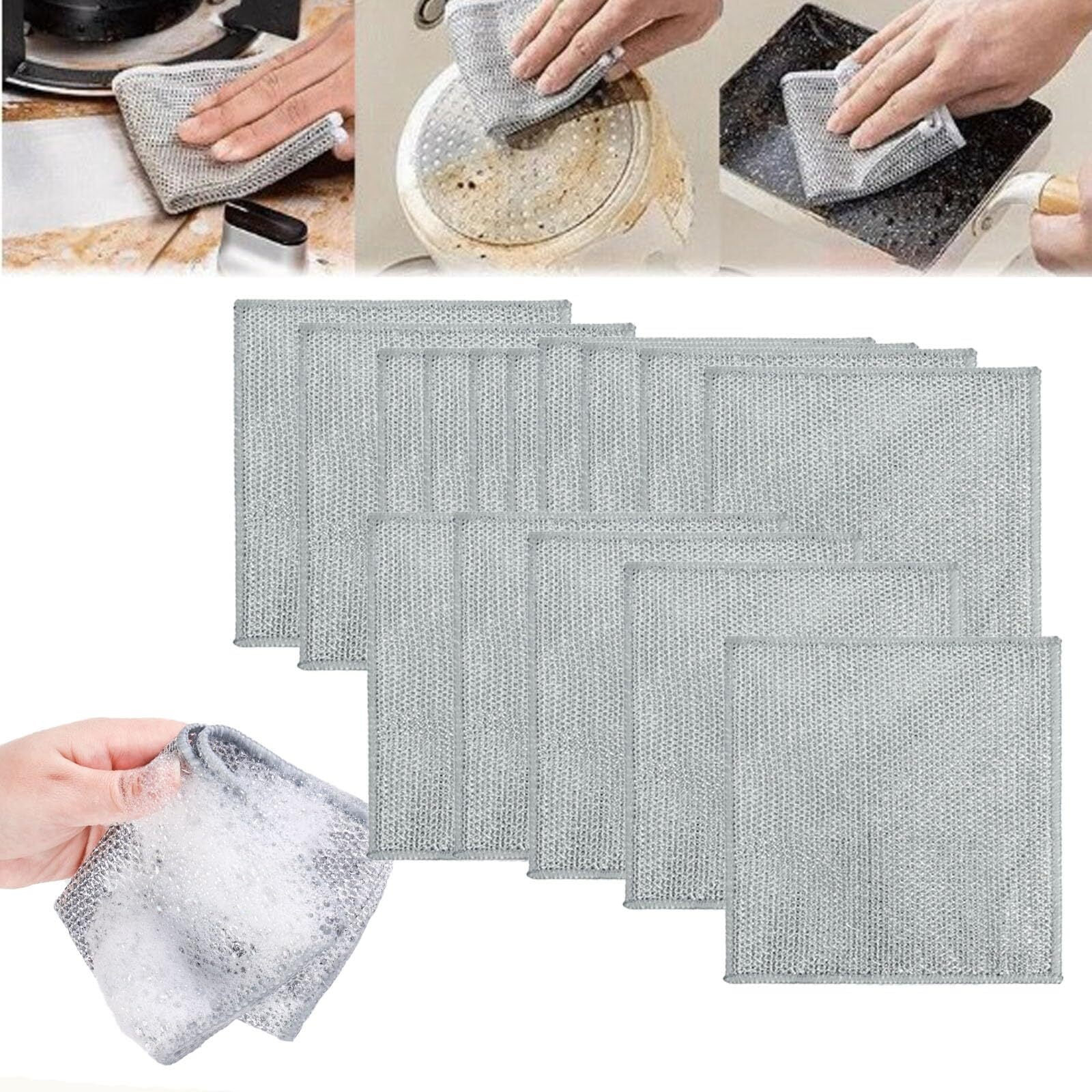 Wire Miracle Cleaning Cloths, Wire Dishwashing Rag, Non-Scratch Wire ...