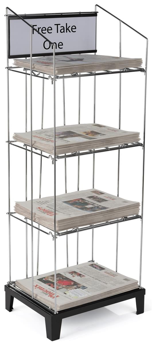 Wire Newspaper Floor Rack with 3 Removable Shelves, Holds up to 90 ...