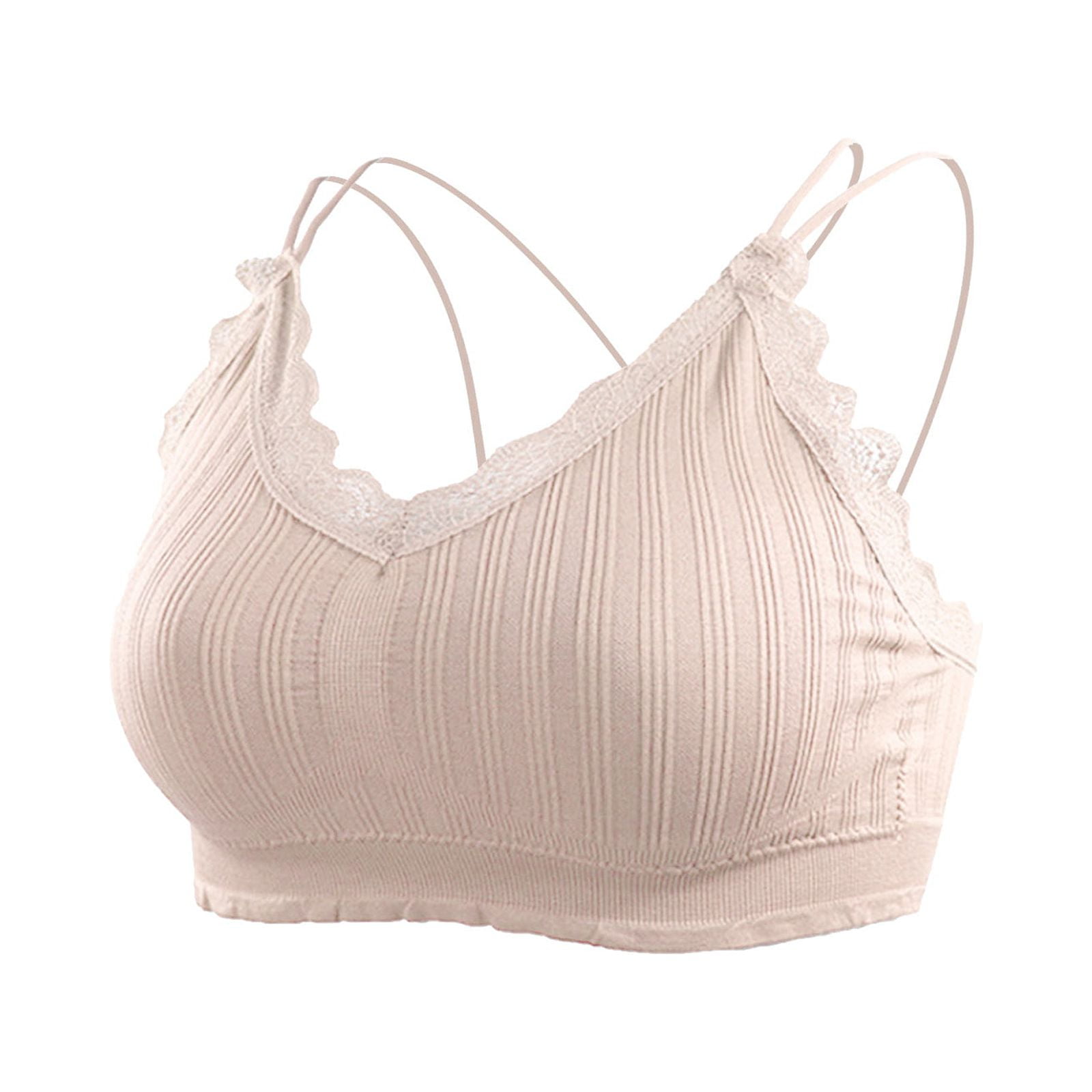 No Wire Push Up Bras for Women V-Neck Wrapped Chest Lace Sling Backless ...