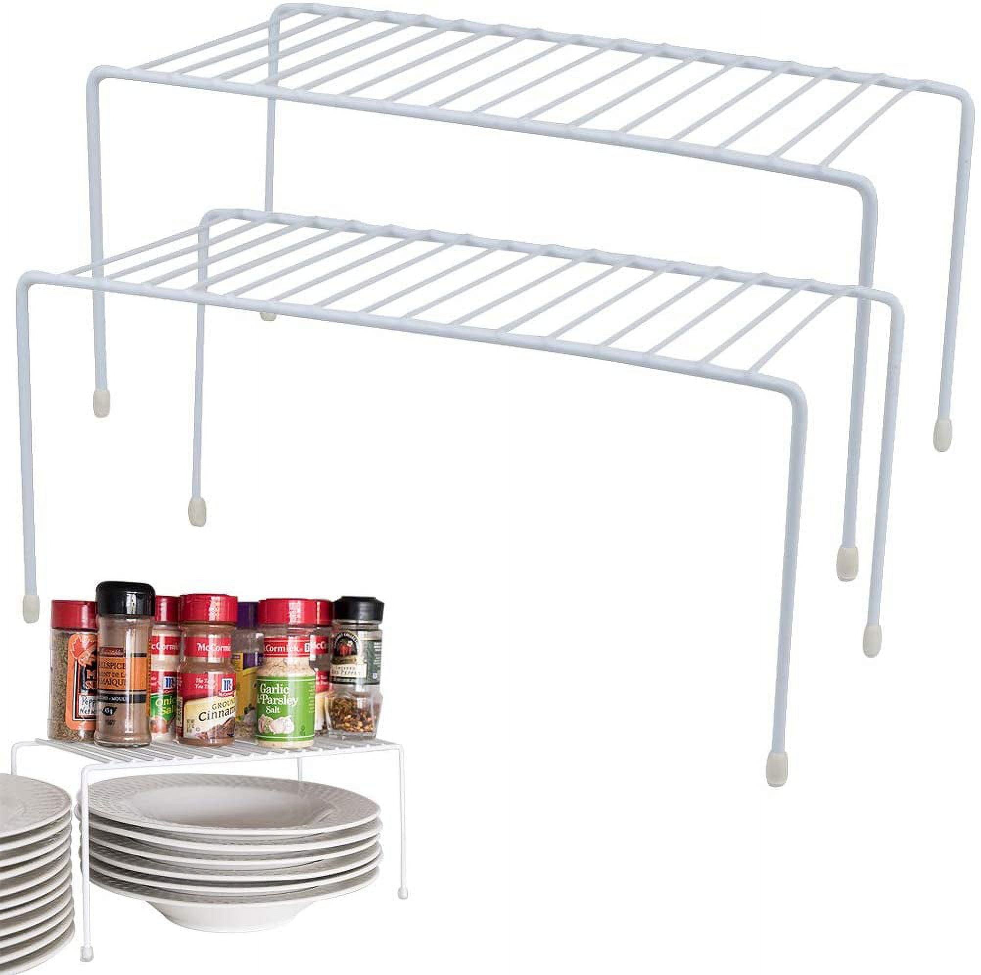 Wire Rack Cabinet Shelf Organizer -2 Pack Sturdy Metal Cabinet Riser ...