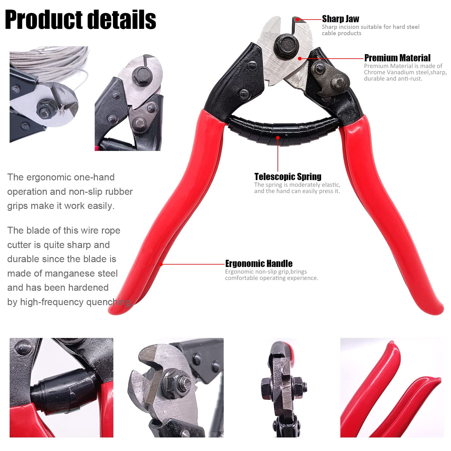 Wire Rope Cable Cutter, Up To 5/32" Heavy Duty Stainless Steel Aircraft ...