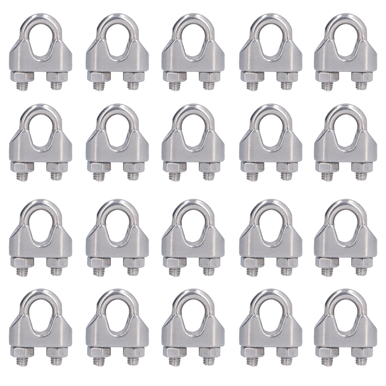 Wire Rope Clamp,20Pcs Stainless Steel Wire Rope Clamp Hardware Rigging ...
