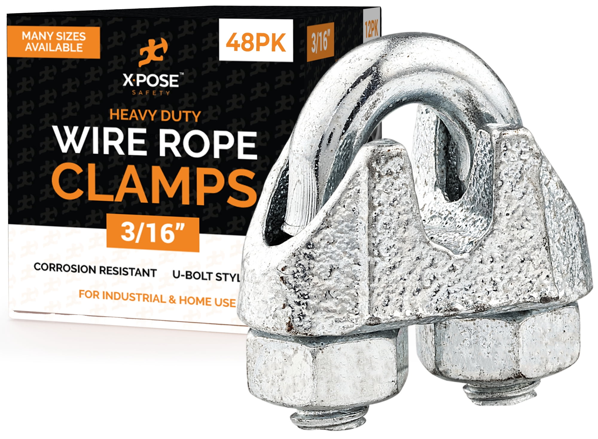 Wire Rope Clamp for Stainless Steel Wire Rope - 3/16" Galvanized U Bolt ...
