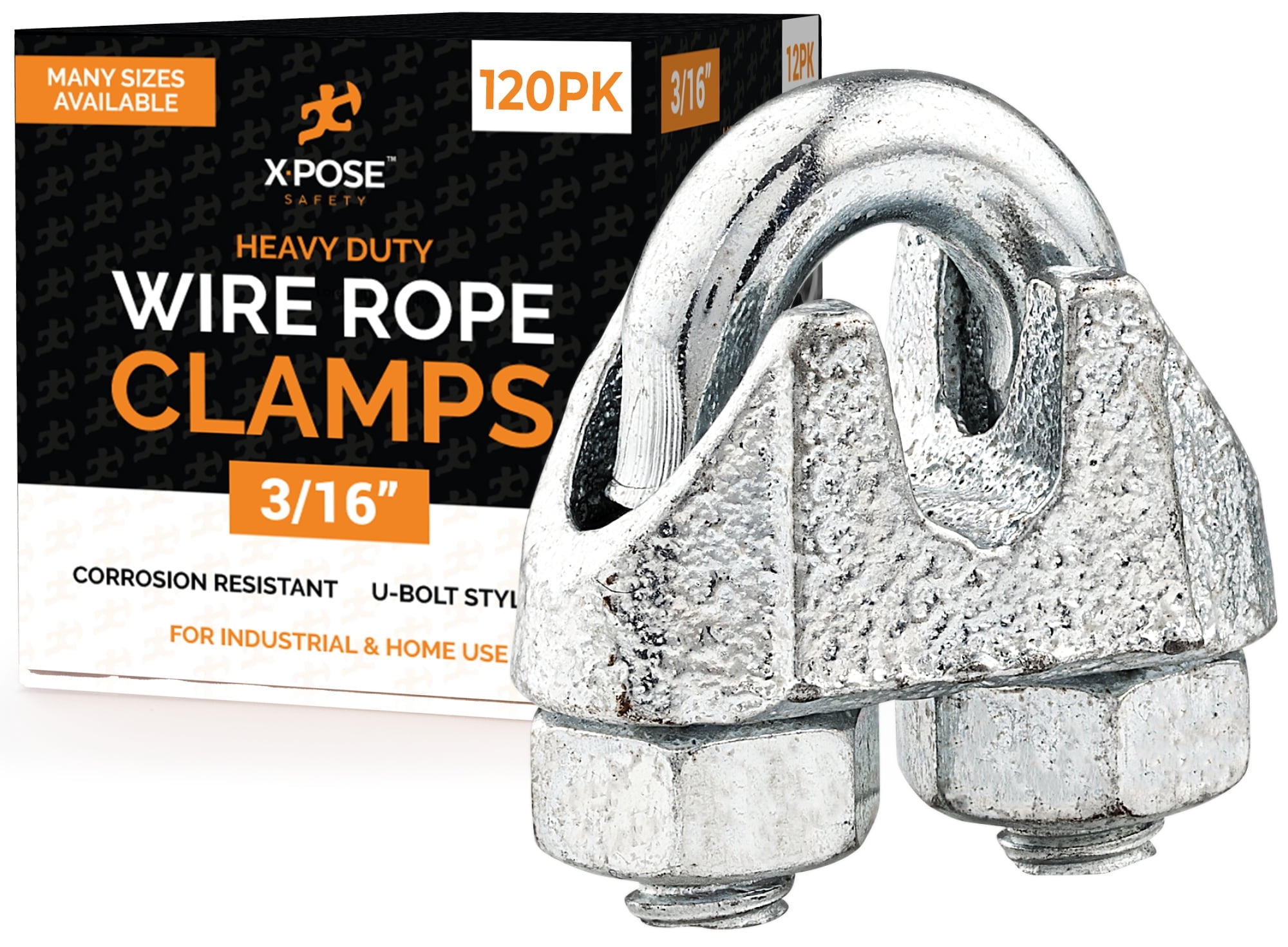 Wire Rope Clamp for Stainless Steel Wire Rope - 3/16" Galvanized U Bolt ...