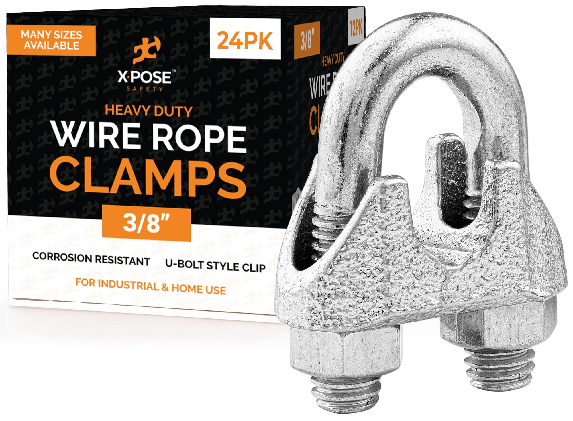Wire Rope Clamp for Stainless Steel Wire Rope - 3/8" Galvanized U Bolt ...