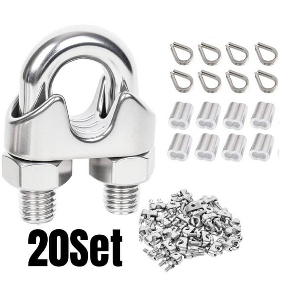 Wire Rope Clips,Stainless Steel Wire Rope Cable Clip Clamp,60pcs 1/8 ...