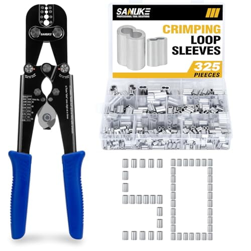 Wire Rope Crimping Tool Kit, with 375pcs Wire Rope Aluminum Crimping ...