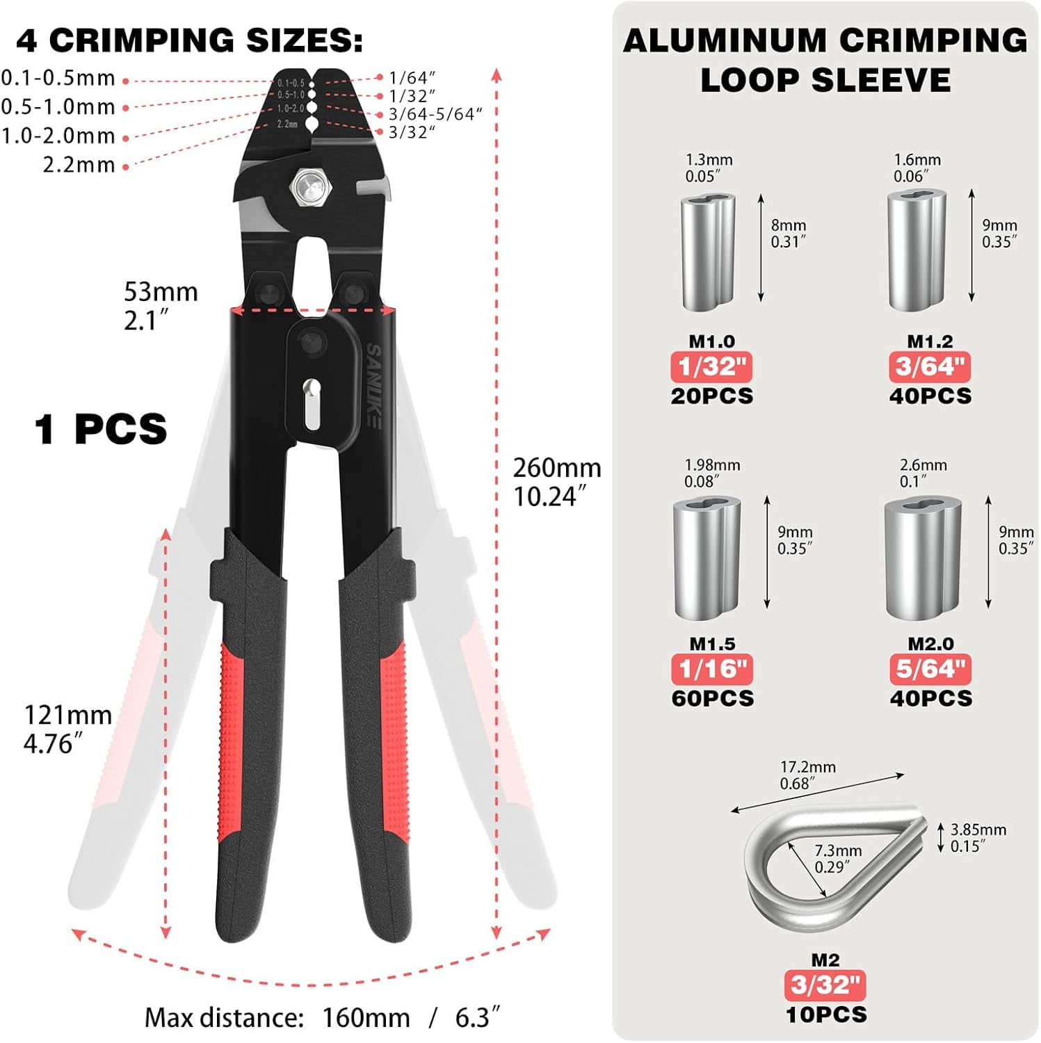 Wire Rope Crimping Tool with Aluminum Crimping Sleeves and Stainless ...
