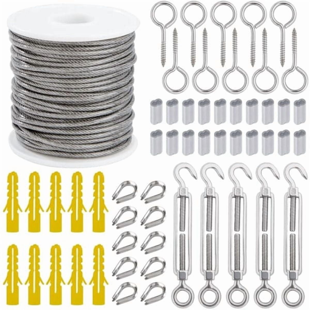 Wire Rope Hanging Kit 2mm Stainless Steel Wire 30m with Turnbuckle Eye ...