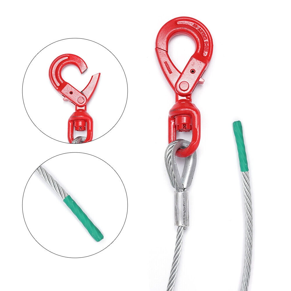 Wire Rope Steel Cable Self-Locking Swivel Hook Traction Lifting 3/8" X ...