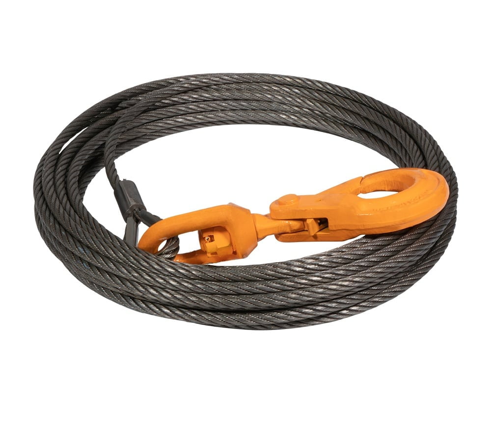 Wire Rope Steel Core Winch Cable 3/8" x 100' Self-Locking Swivel Hook ...